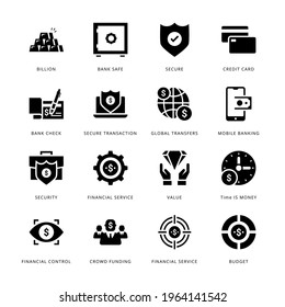 Banking Finance Glyph Icons Solid Vectors Stock Vector (Royalty Free ...