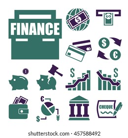 Banking Finance Icon Set Stock Vector (Royalty Free) 457588492 ...