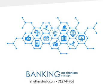 Banking Mechanism Abstract Background Connected Gears Stock Vector ...
