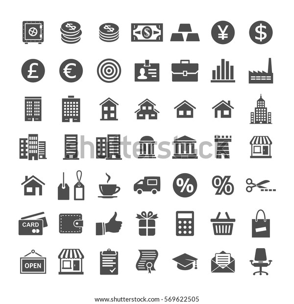 Iconos universales de banca y mercadería.: vector de stock (libre de ...