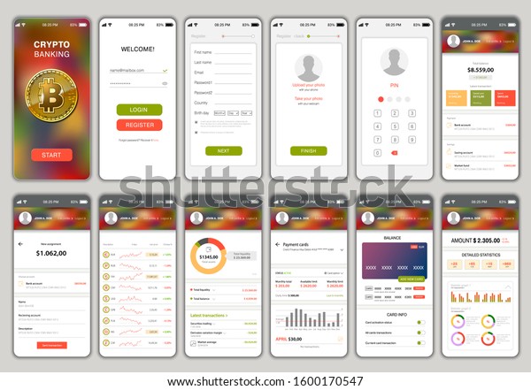 Banking Splashscreens Template Collection Mobile Platform Stock Vector ...