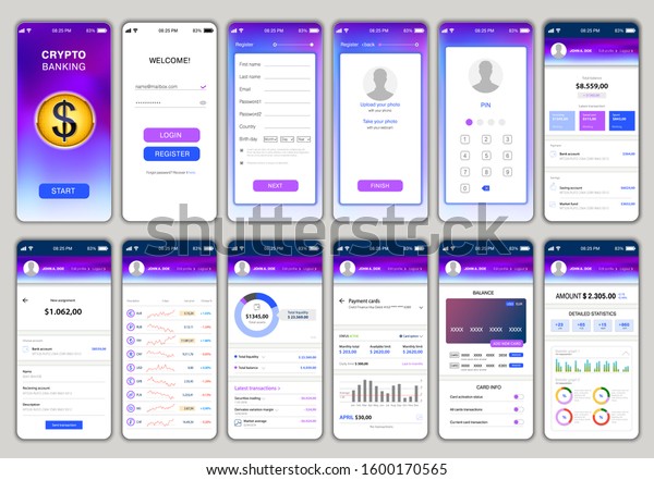 Banking Splashscreens Template Collection Mobile Platform: เวกเตอร์ ...