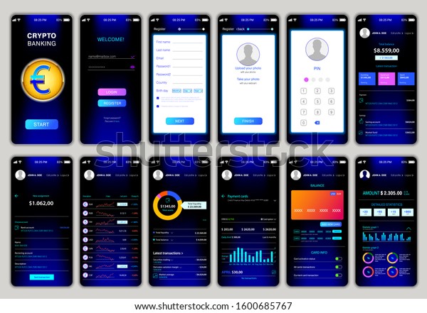 Banking Splashscreens Template Collection Mobile Platform Stock Vector ...