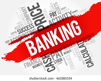 Banking Word Cloud Collage Business Concept Stock Vector (Royalty Free ...