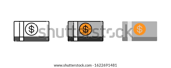 Banknote Icon Set Isolated On White Stock Vector (Royalty Free ...