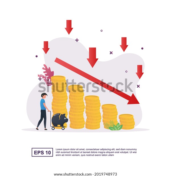 Bankrupt Concept Declining Money Graph Person Stock Vector (Royalty ...
