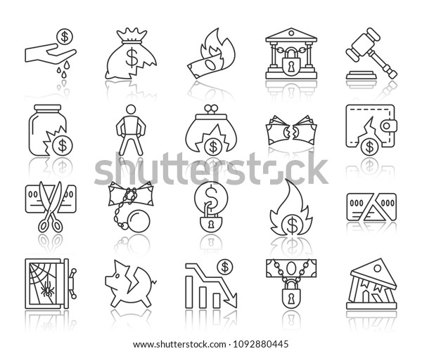 Bankruptcy Thin Line Icons Set Outline Stock Vector (Royalty Free ...