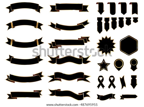 Banner Black Vector Icon Set On Stock Vector (Royalty Free) 487695955 ...