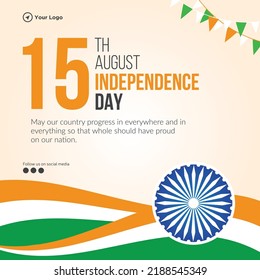 Banner Design 15th August Happy Independence Stock Vector (Royalty Free ...