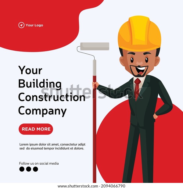Banner Design Building Construction Company Cartoon Stock Vector ...
