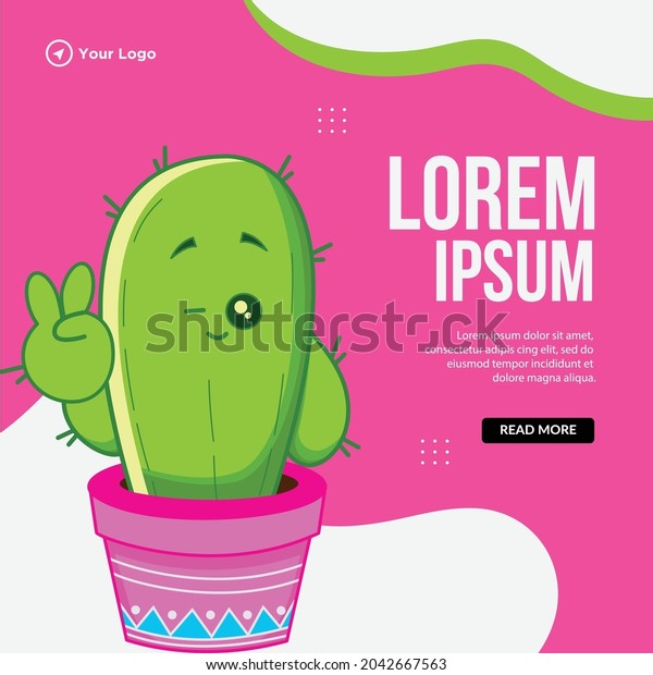 Banner Design Cactus Plant Template Stock Vector (Royalty Free ...