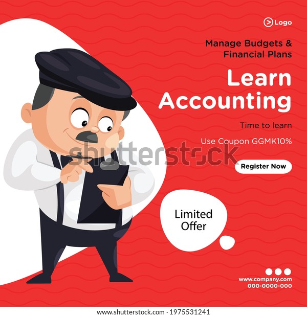 Banner Design Learn Accounting Cartoon Style Stock Vector (Royalty Free ...