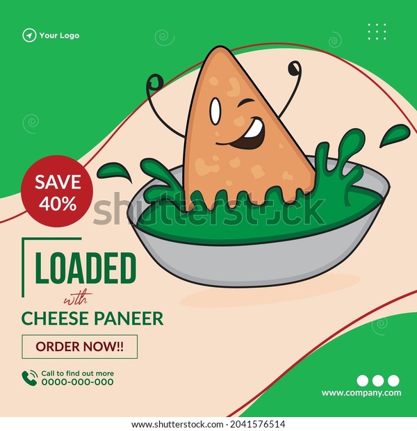 Banner Design Loaded Cheese Paneer Template Stock Vector (Royalty Free ...
