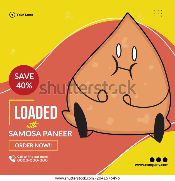 Banner Design Loaded Samosa Paneer Template Stock Vector (Royalty Free ...