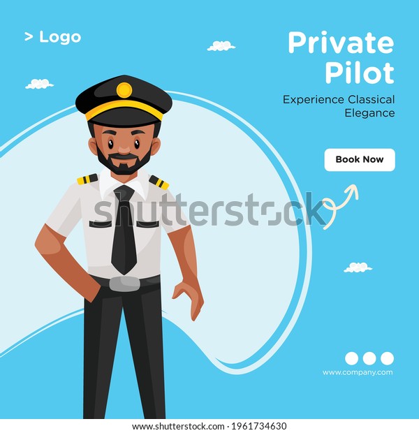Banner Design Private Pilot Cartoon Style Stock Vector (Royalty Free ...