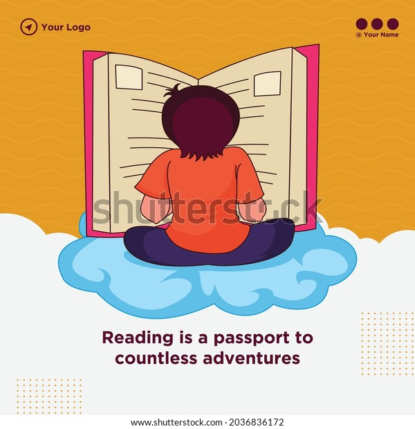 Banner Design Reading Passport Countless Adventures Stock Vector ...