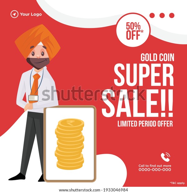 Banner Design Template Gold Coin Super Stock Vector (Royalty Free ...