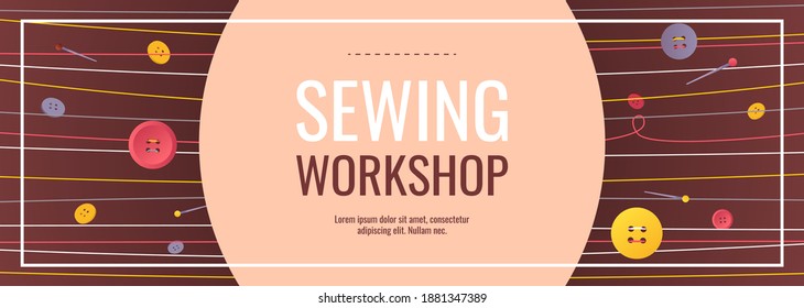 Banner Design Threads Buttons Pins Sewing Stock Vector (Royalty Free ...