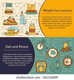 Vektor Stok Banner Flyer Template Weight Loss Diet (Tanpa Royalti ...