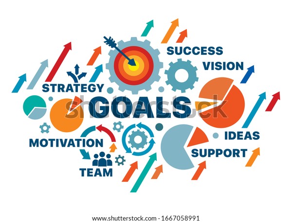 Banner Goals Concept Chart Icons Keywords Stock Vector (Royalty Free ...