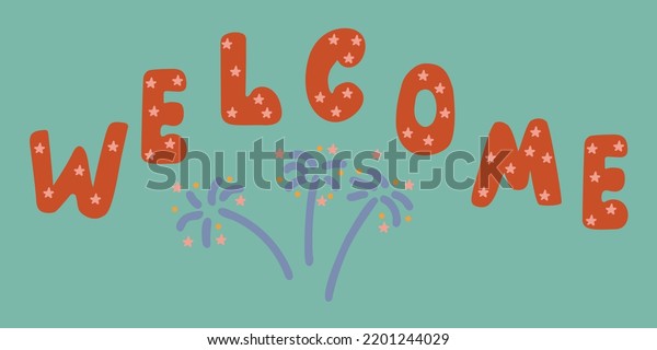 Banner Handdrawn Welcome Letters Salute On Stock Vector (Royalty Free ...