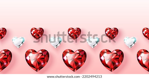 Banner Horizontal Border Red Rubies Diamonds Stock Vector (Royalty Free ...