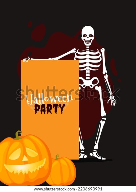 Banner Human Skeletons Different Poses Scary Stock Vector (Royalty Free ...