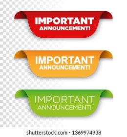 Banner Important Announcement Vector Ribbon Banner: เวกเตอร์สต็อก (ปลอด ...