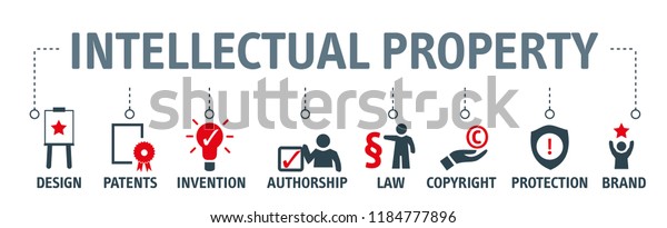 Banner Intellectual Property Vector Illustration Concept Stock Vector ...