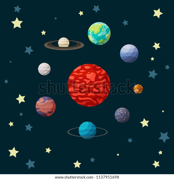 Banner Planets Solar System Cartoon Style Stock Vector (Royalty Free ...