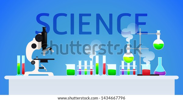 Banner Sciencetest Tube On Tablescience Lab Stock Vector (Royalty Free ...