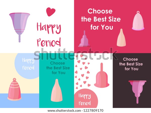 Banner Set Menstrual Cups Cartoon Style Stock Vector (Royalty Free ...