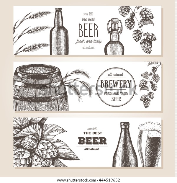 Banner Set Vector Illustration Sketch Style Stock Vector (Royalty Free ...