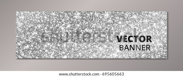 Banner Silver Glitter Background Sparkling Diamonds Stock Vector ...