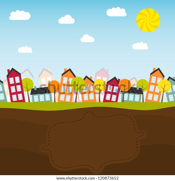 Banner Small Town Vector Illustration 스톡 벡터(로열티 프리) 120873652 ...