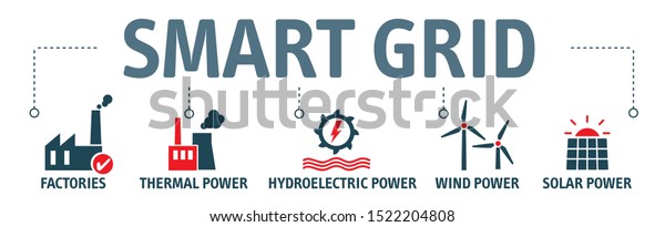 Banner Smart Grid Network Power Supply Stock Vector (Royalty Free ...