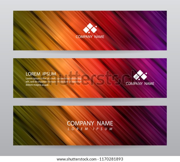 Banner Stripes Background Template Set Colorful Stock Vector (Royalty ...