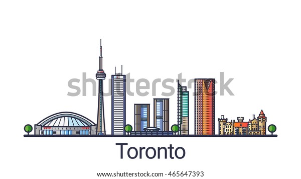 Banner Toronto City Skyline Flat Line Stock Vector (Royalty Free) 465647393