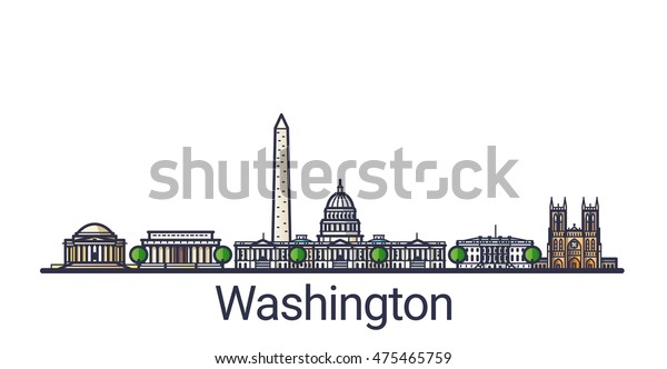 Banner Washington Dc Skyline Flat Line Stock Vector (Royalty Free ...