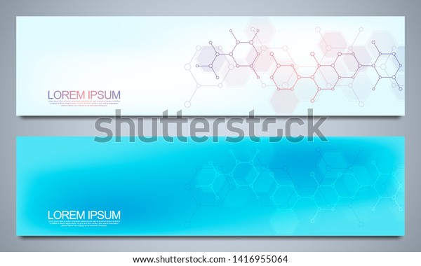 Banners Design Template Headers Site Molecular Stock Vector (Royalty ...