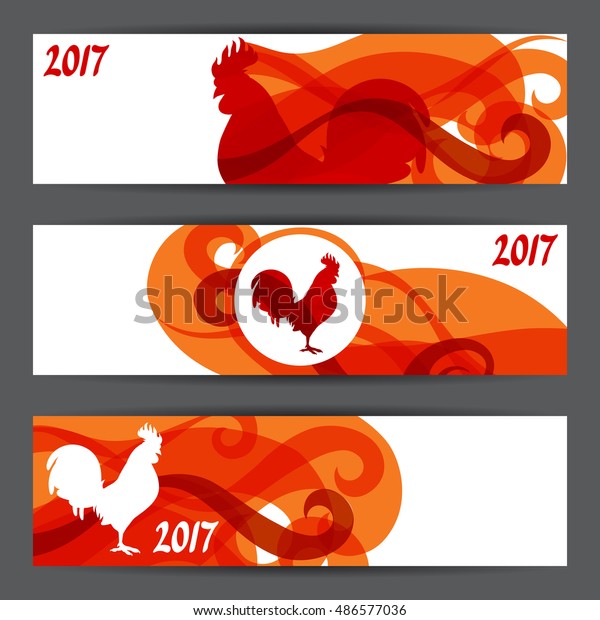 Banners Rooster Symbol 2017 By Chinese: vector de stock (libre de ...