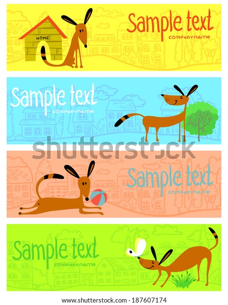 Banners Set Cute Dogs Stock Vector (Royalty Free) 187607174 | Shutterstock