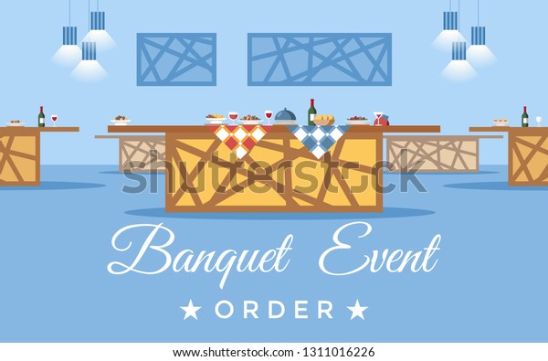 Banquet Room Hall Flat Vector Illustration Stock Vector (Royalty Free ...