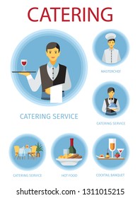 Banquet Service Flat Illustrations Set Restaurant Stock Vector (Royalty ...