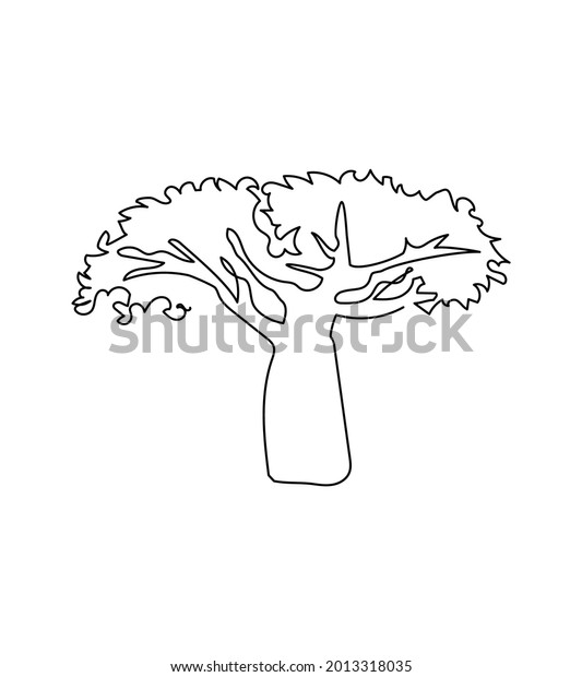 Baobab Tree One Line Art Continuous Stock Vector (Royalty Free ...