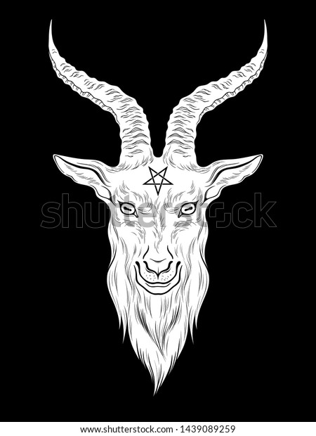 Baphomet Demon Goat Head Hand Drawn Stock Vector (Royalty Free ...
