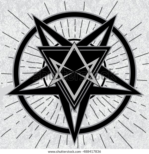 Baphomet Sign Thelema Hexagram Stylish Pentagram 库存矢量图（免版税）488417836 ...