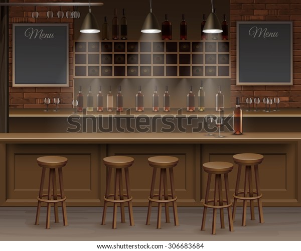 Bar Cafe Beer Cafeteria Counter Desk Stock Vector (Royalty Free) 306683684