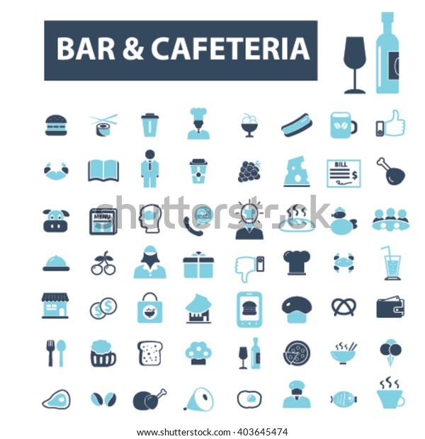 Bar Cafe Cafeteria Pub Icons Stock Vector (Royalty Free) 403645474 ...