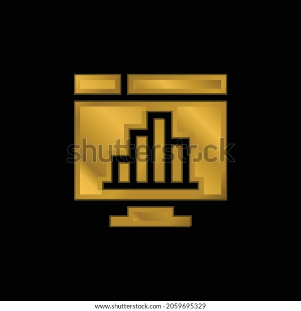 Bar Chart Gold Plated Metalic Icon Stock Vector (Royalty Free ...